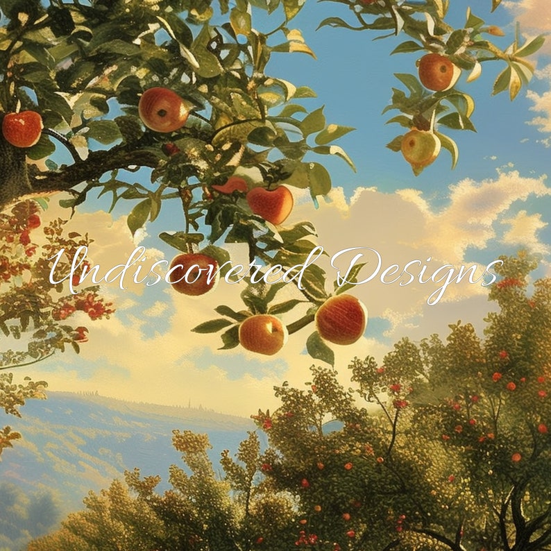 Vintage Apple Orchard Oil Painting Art Print (digital Download) - Etsy