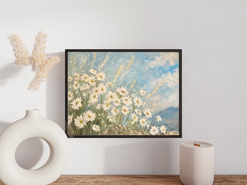 Edelweiss Oil Painting Printable Botanical Art Printout Printable Wall ...