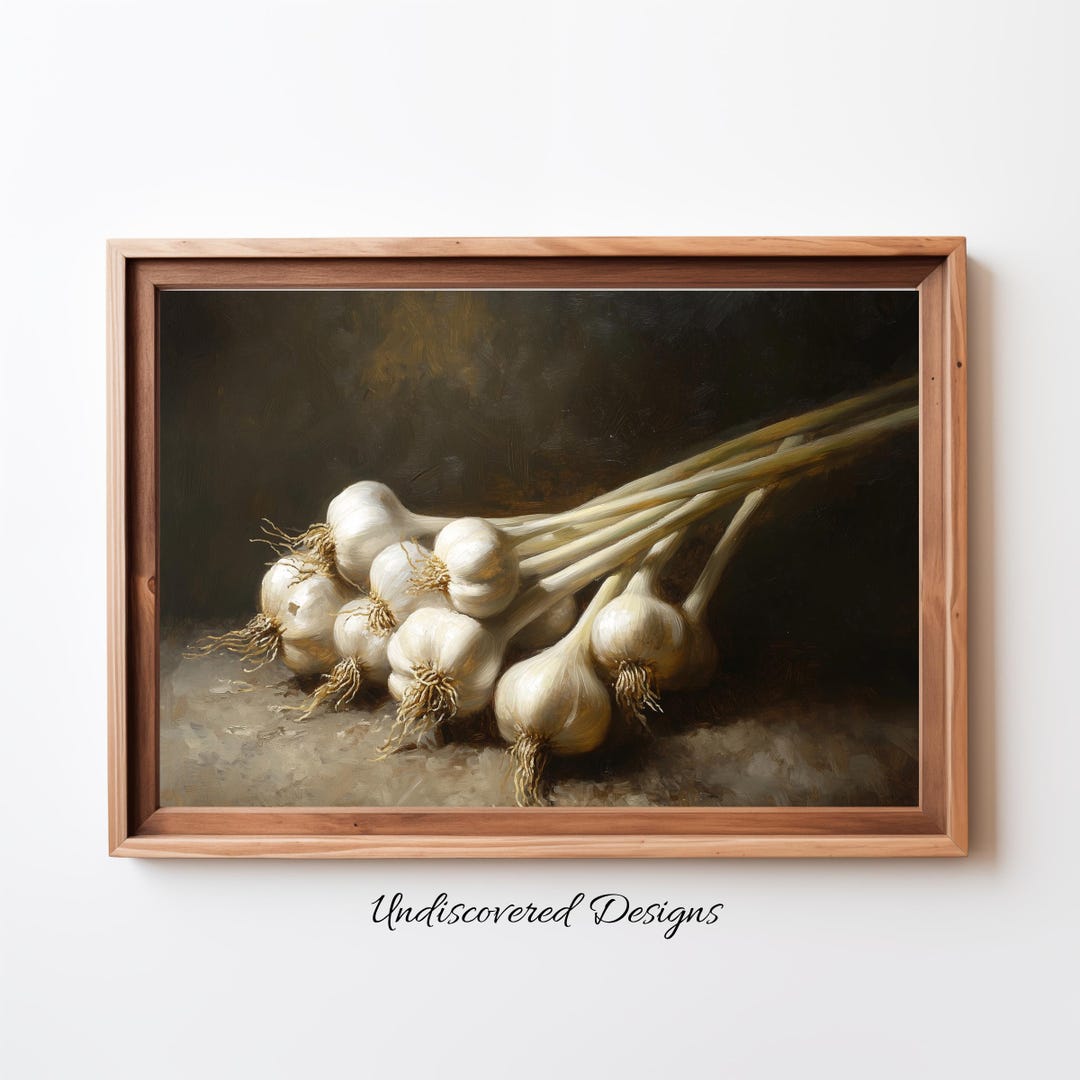 Garlic Still Life Painting Art Printout Printable Wall Art Vintage Art ...