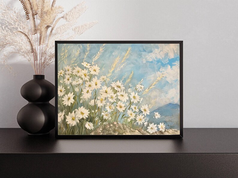 Edelweiss Oil Painting Printable Botanical Art Printout Printable Wall ...