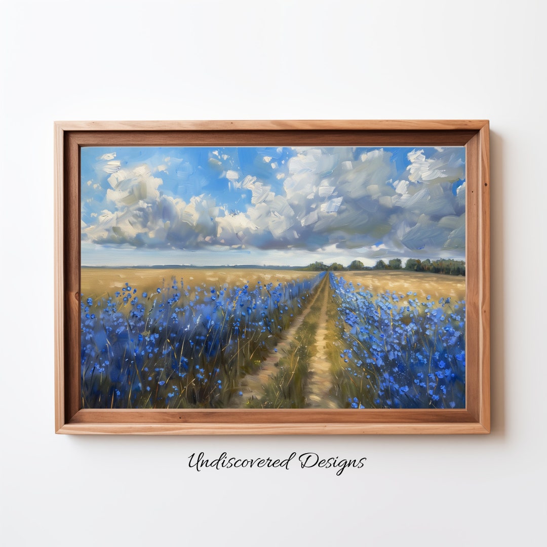 Flax Field Vintage Oil Painting Art Print (digital Download) - Etsy
