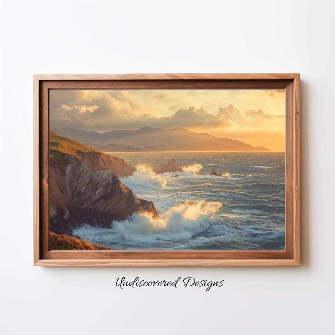 Vintage Coastline Oil Painting Art Print (digital Download) - Etsy