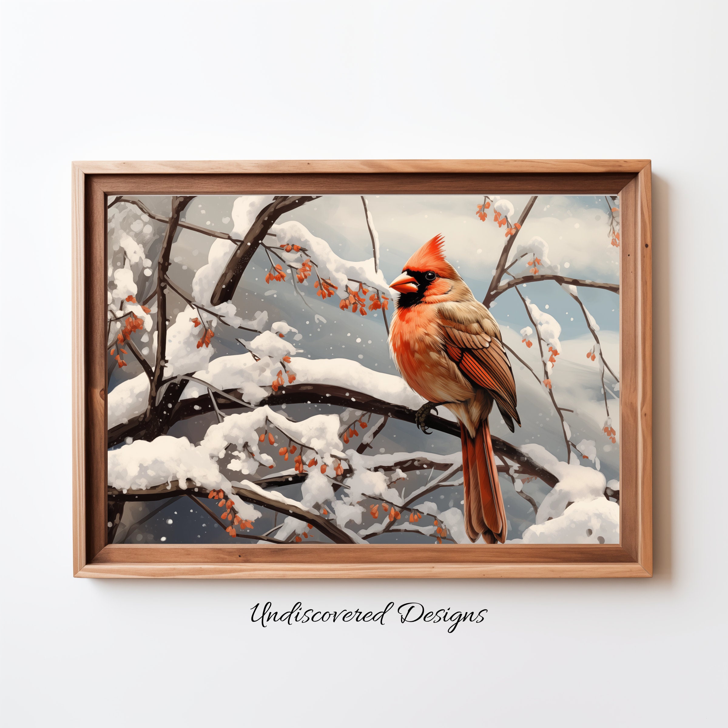Cardinal Winter Landscape Art Print (digital Download) - Etsy