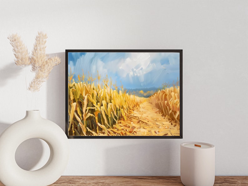 Fall Corn Field Art Printout Printable Wall Art Vintage Art Prints ...