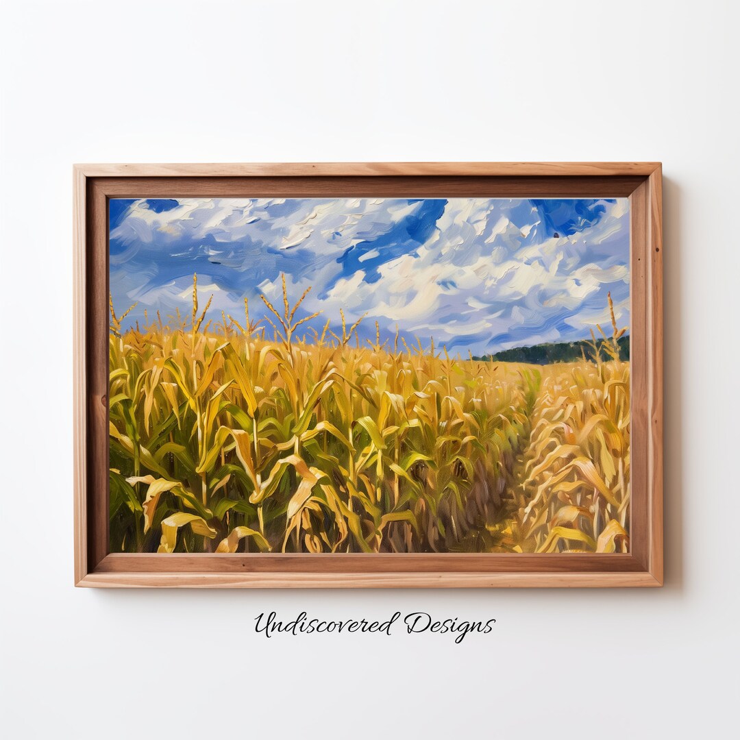 Vintage Golden Cornfield Oil Painting Art Print (digital Download) - Etsy