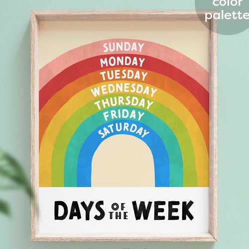 Rainbow Months of the Year Poster Nursery Art - Etsy