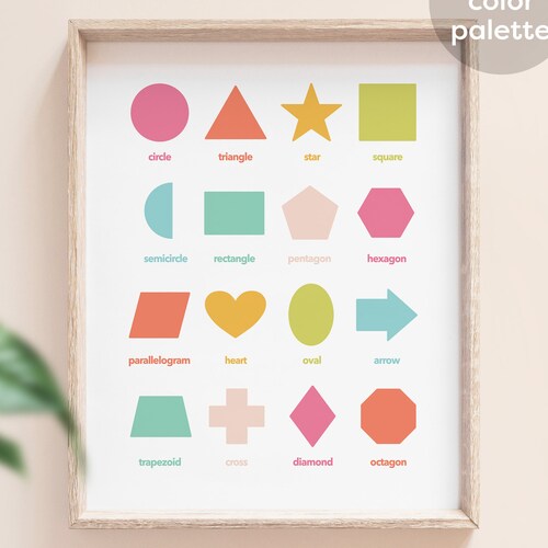 Geometric Shapes Printable Art Colorful Nursery Art - Etsy