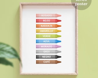COLOR NAMES for Kids, Spanish Language, Educational Poster, Learn ...