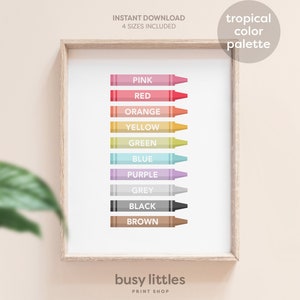 Pastel Colors Poster, Educational Poster, Crayon Homeschool Print ...