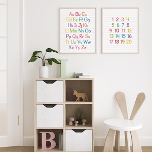 Alphabet and Numbers Printable Art, Colorful Classroom Art, Numbers 1 ...