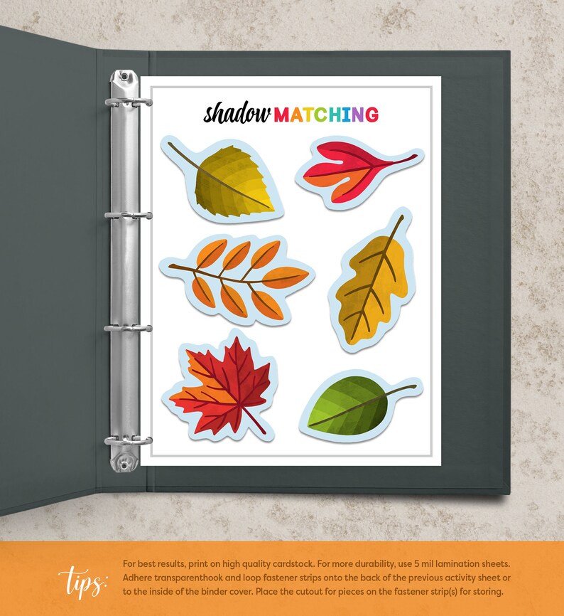 Preschool Fall Busy Binder Printable Shadow Matching - Etsy