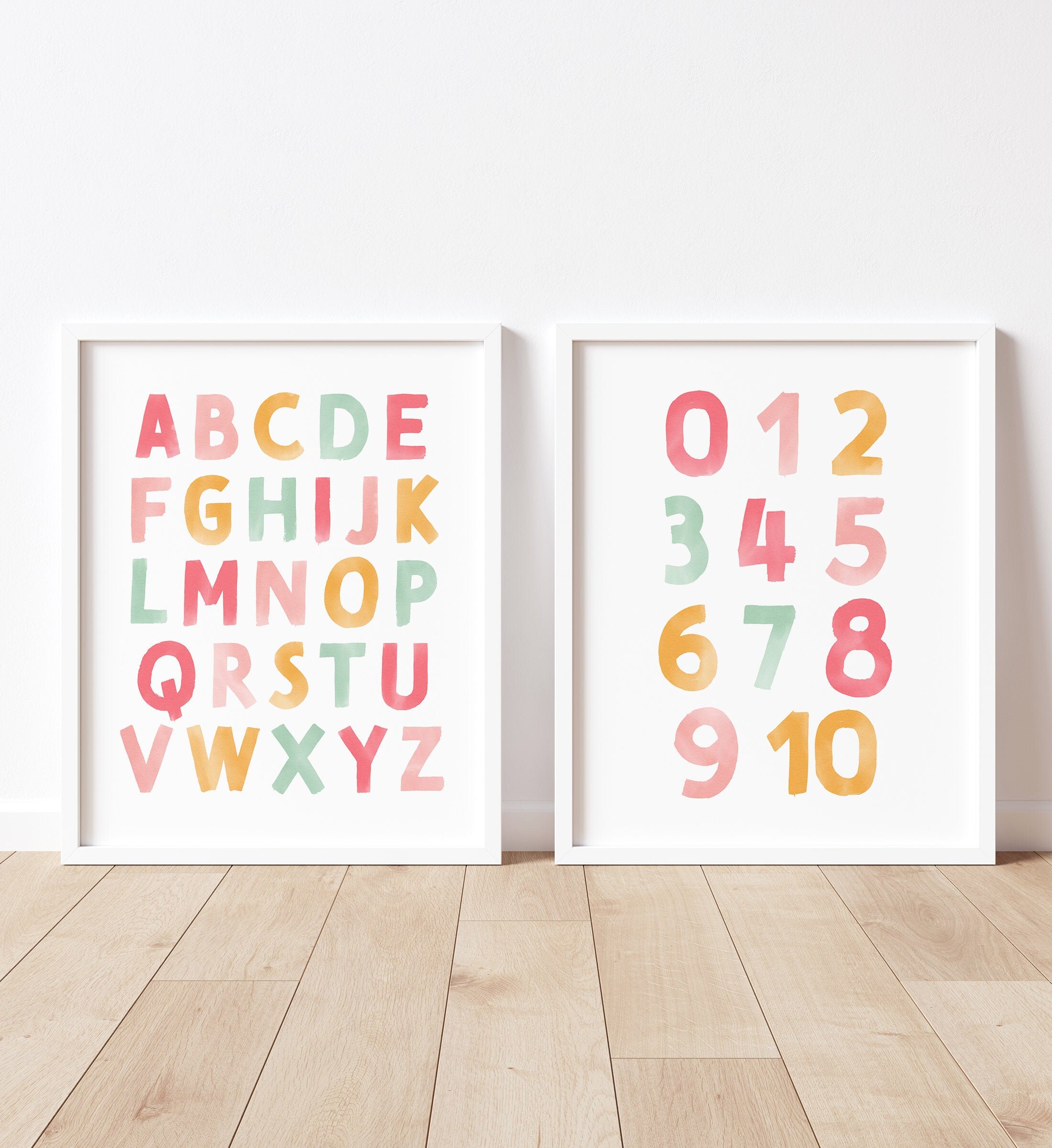 Watercolor Alphabet and Numbers Nursery Art Set Instant | Etsy