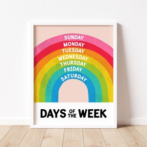 Rainbow Days of the Week, Nursery Art, Classroom Print, Homeschool ...