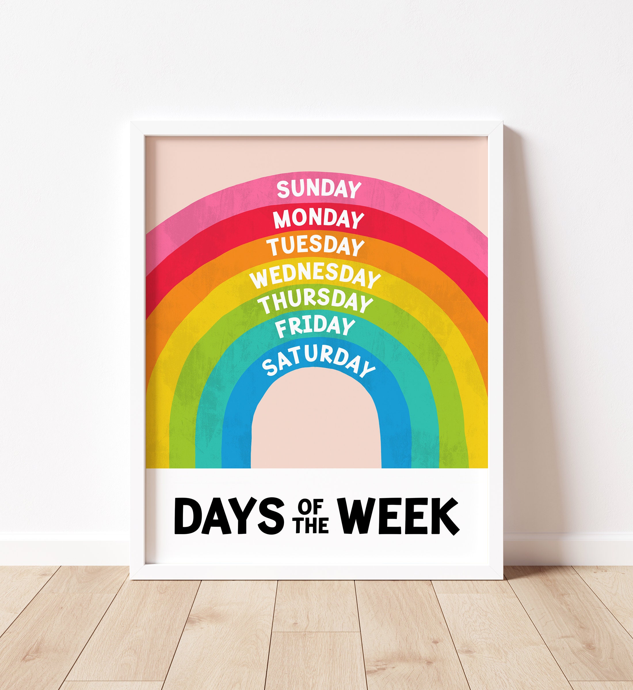 Rainbow Days of the Week Nursery Art Classroom Print | Etsy