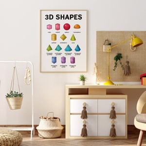 Rainbow 3D Shapes Printable Poster, Learning 3D Shapes Printable ...