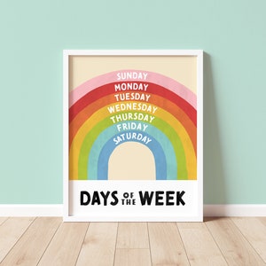 Rainbow Nursery Art, Homeschool Art, Days of the Week, Educational ...