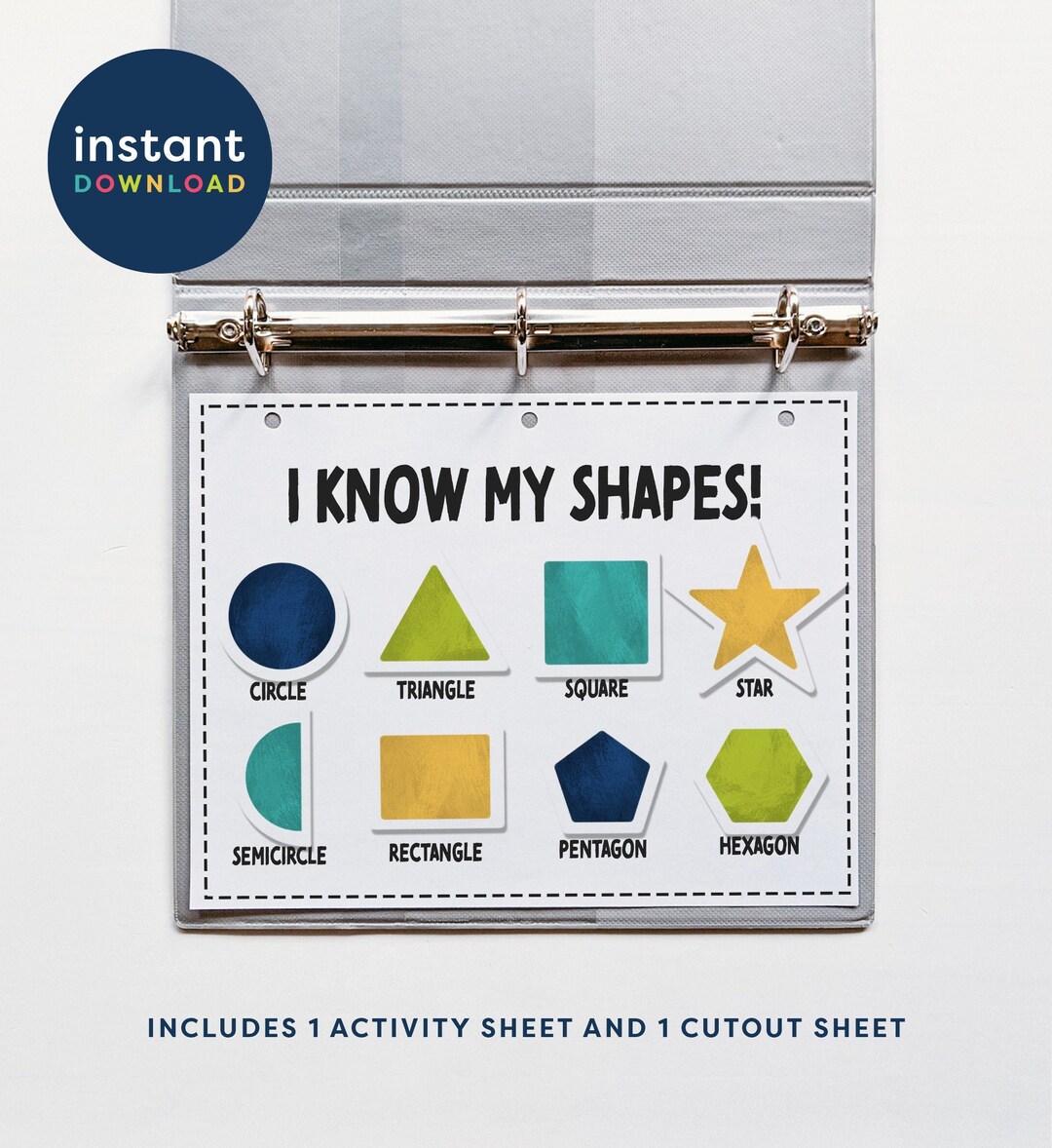 Busy Binder Printable | Learning Shapes | Set of 2 | Toddler Activity ...