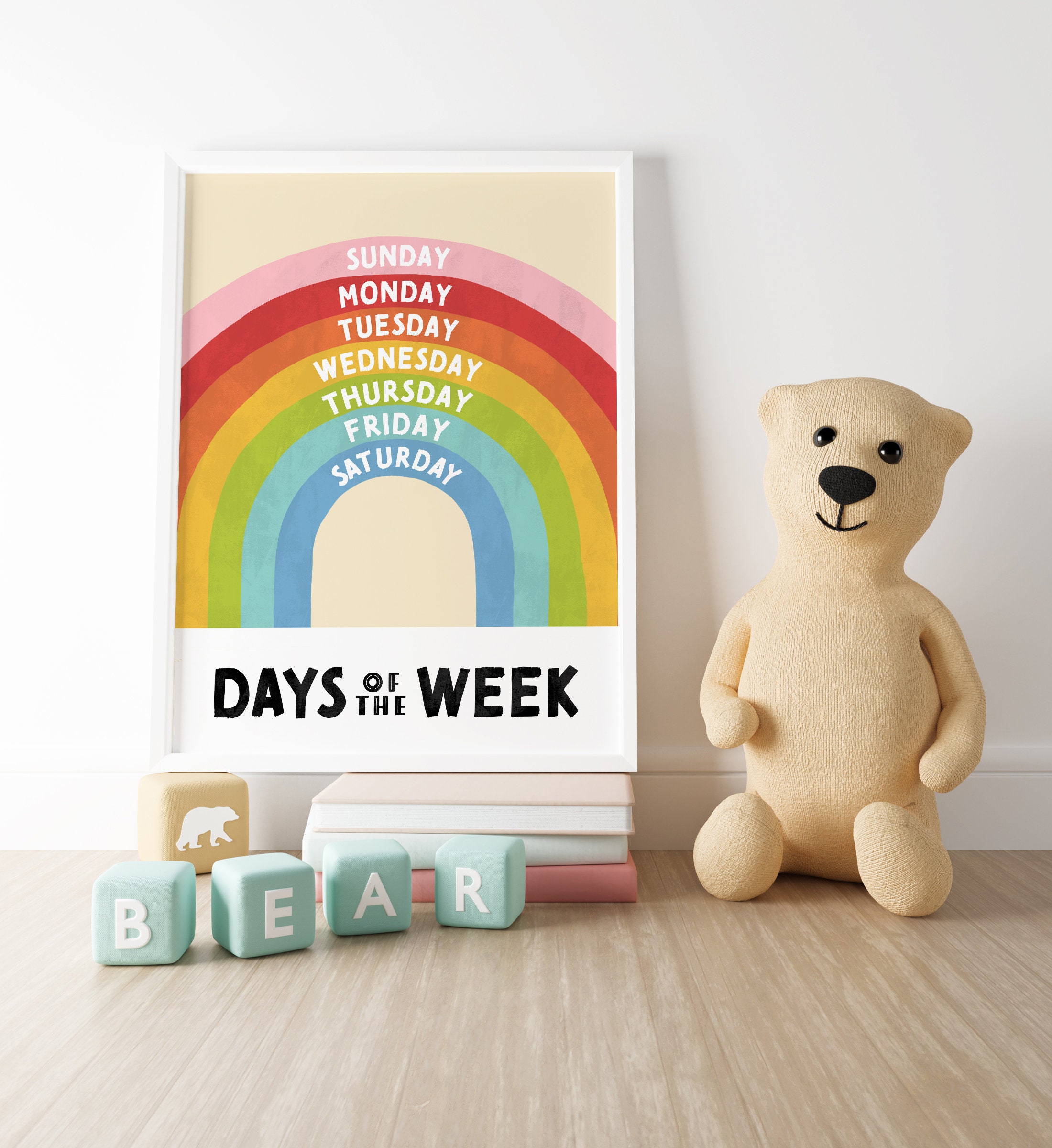 Rainbow Nursery Art, Homeschool Art, Days of the Week, Educational ...