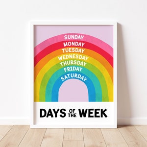 Rainbow Days of the Week, Nursery Art, Classroom Print, Homeschool ...