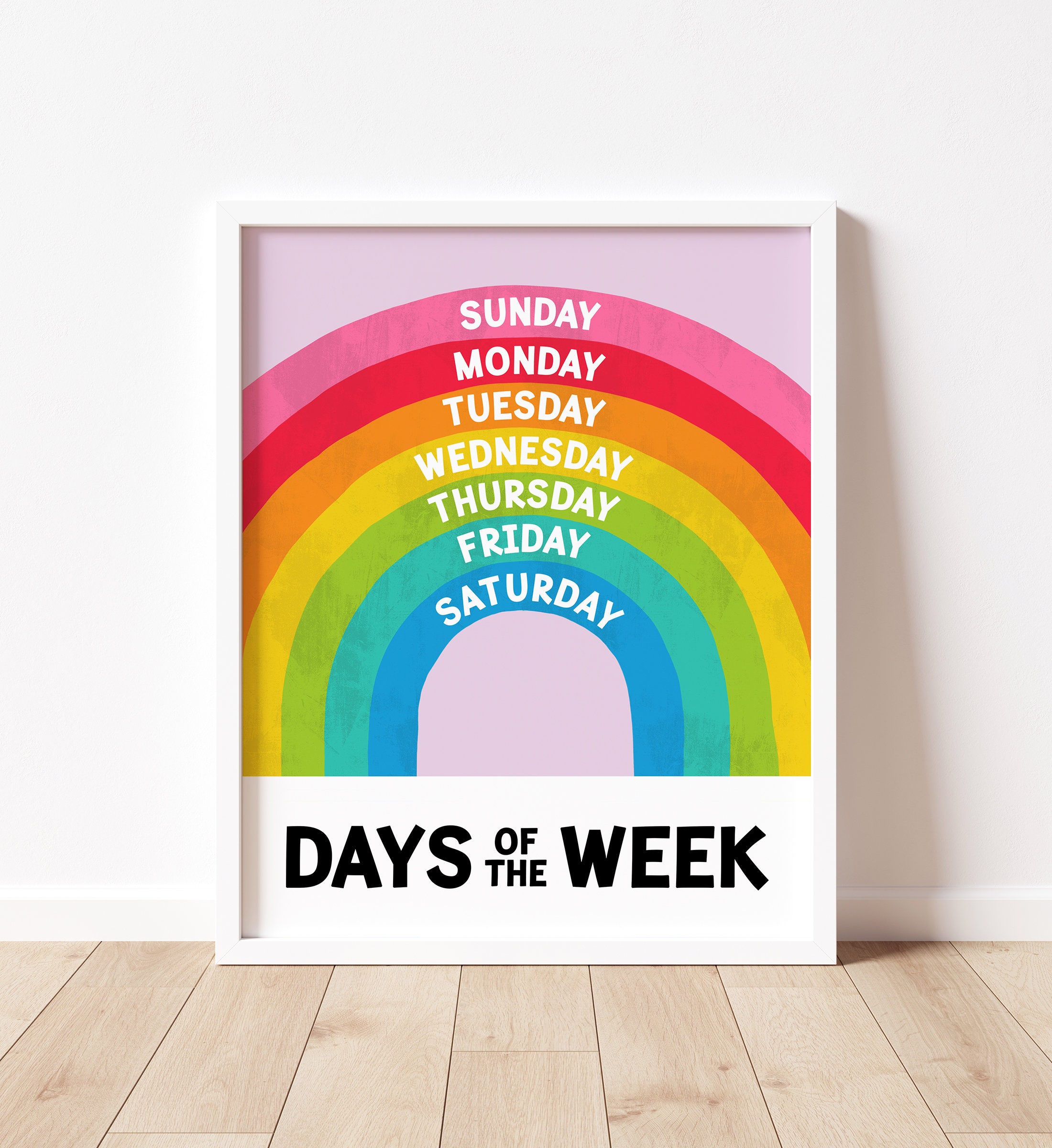 Rainbow Days of the Week Nursery Art Classroom Print | Etsy