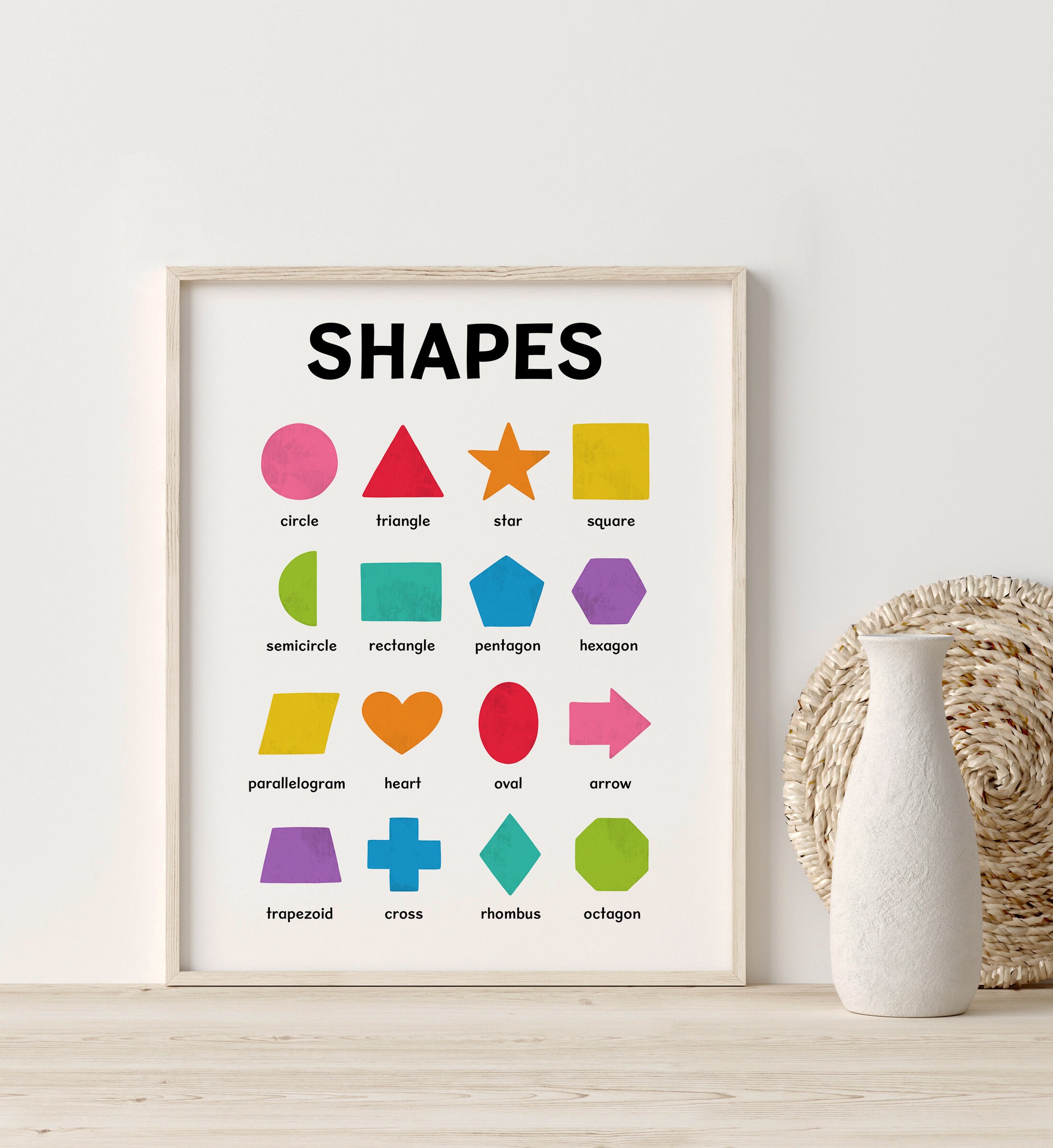 Rainbow Geometric Shapes Wall Art, Nursery Art, Homeschool Print ...