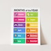 Rainbow Months of the Year Poster Nursery Art Children's Print Learning ...