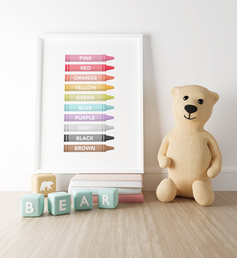 Cartel de colores pastel cartel educativo Crayon Homeschool - Etsy España