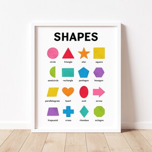 Rainbow Geometric Shapes Wall Art, Nursery Art, Homeschool Print ...