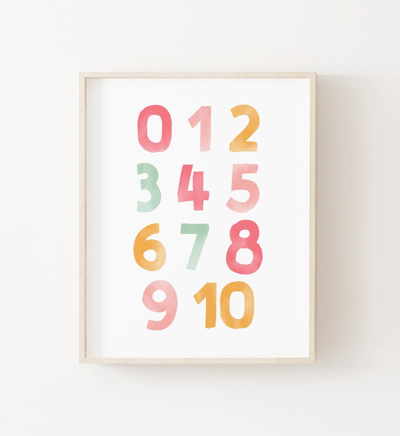 Watercolor Alphabet and Numbers Nursery Art Set, Instant Download, ABC ...