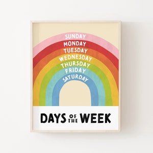 Rainbow Nursery Art, Homeschool Art, Days of the Week, Educational ...