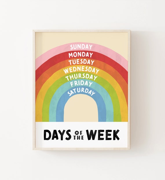 Rainbow Nursery Art Homeschool Art Days of the Week - Etsy