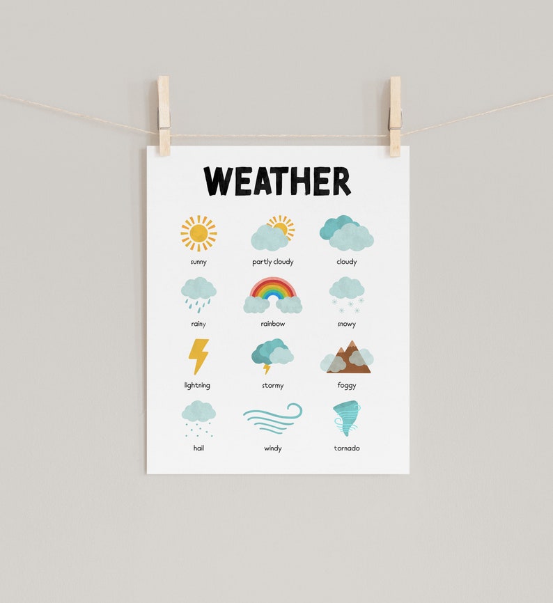 Rainbow Weather Poster, Weather Teaching Poster, Instant Download ...