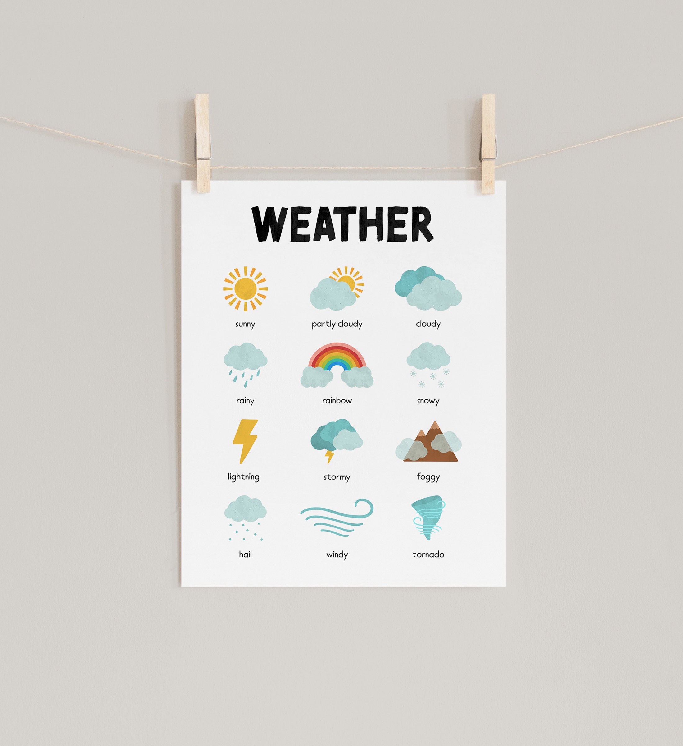 Rainbow Weather Poster Weather Teaching Poster Instant | Etsy