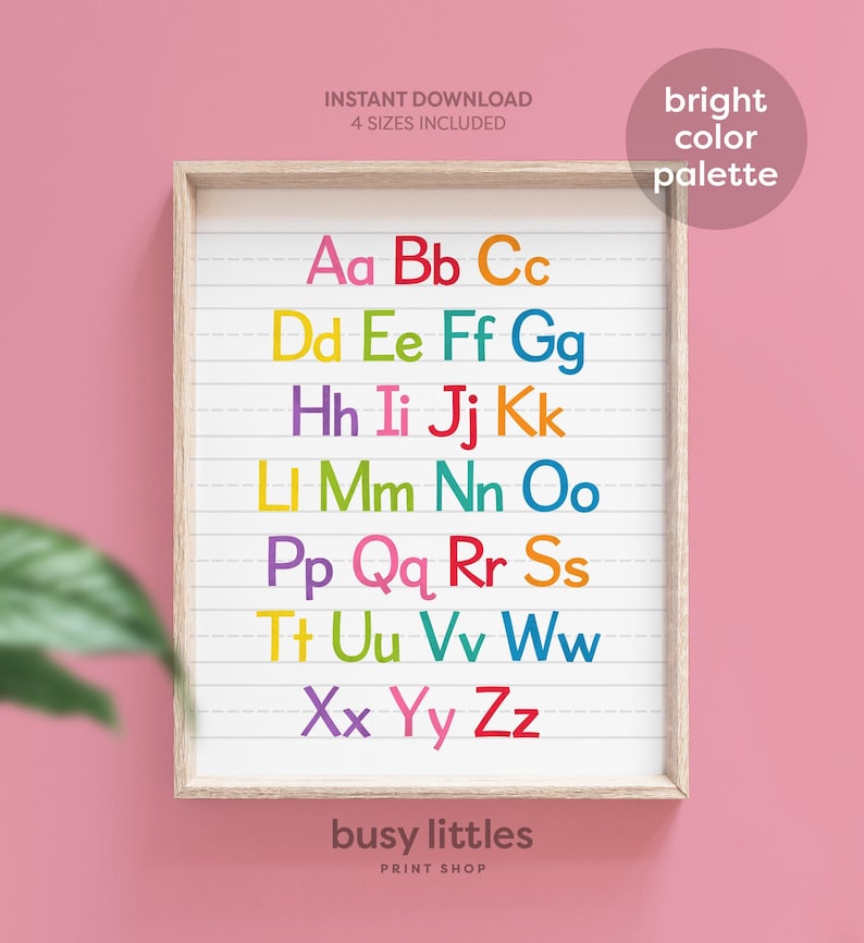 ABC Printable Wall Art Colorful Rainbow Kids Room Nursery - Etsy