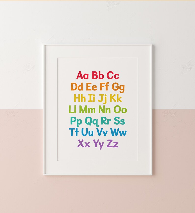 Rainbow Alphabet Printable Nursery Art, Abc's Poster, Homeschool ...