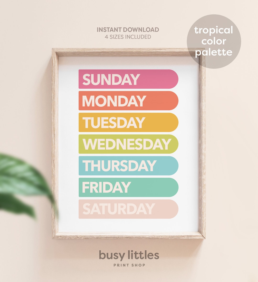 Days of the Week Poster Instant Download Nursery Print - Etsy