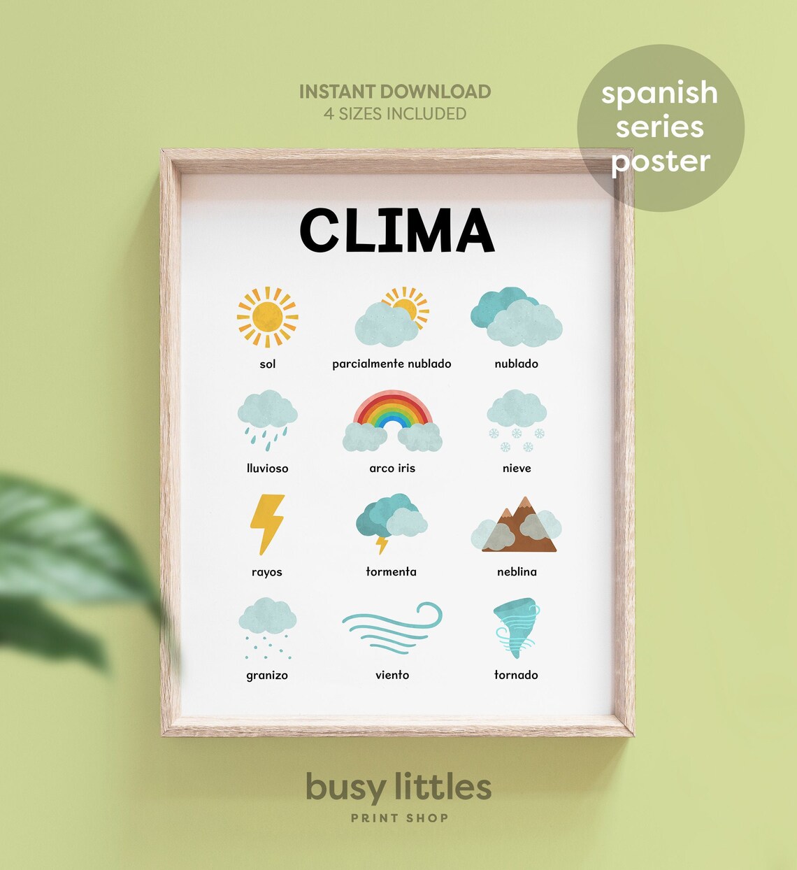 Spanish Weather Educational Poster Learning Spanish Español - Etsy