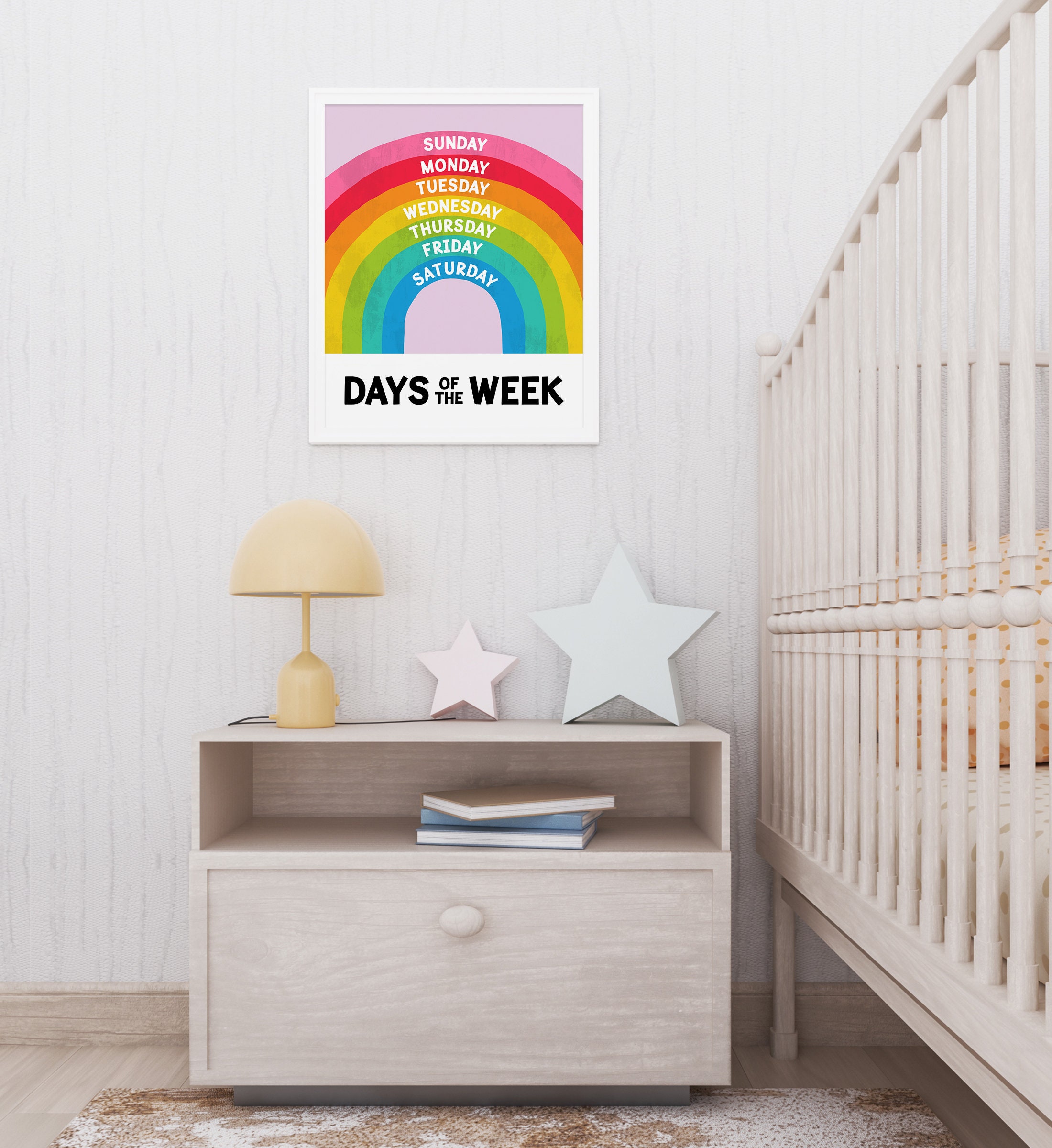 Rainbow Days of the Week Nursery Art Classroom Print | Etsy