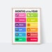 Rainbow Months of the Year Poster Nursery Art Children's Print Learning ...