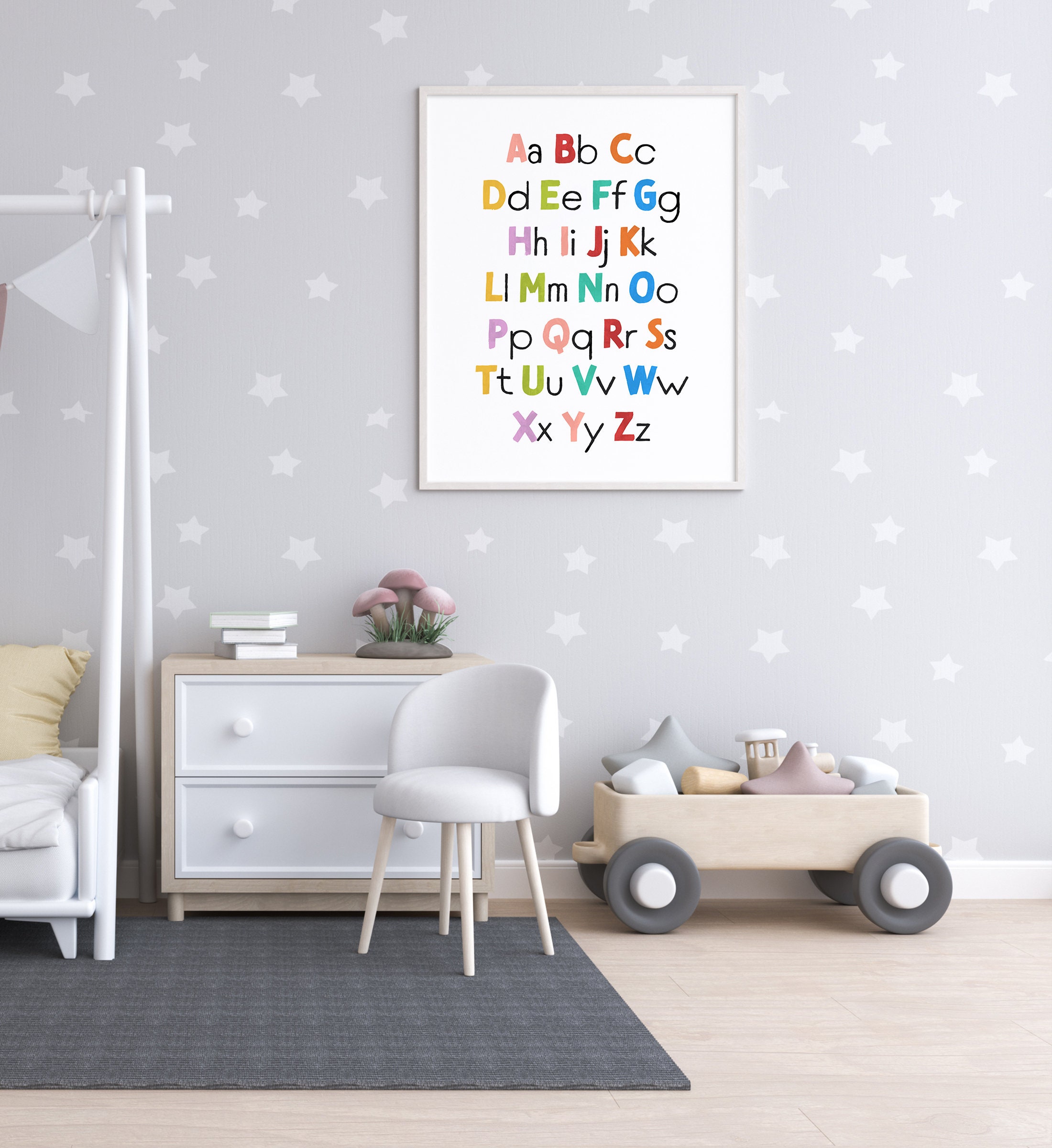 Rainbow Alphabet Poster Nursery Art Homeschool Print ABC | Etsy