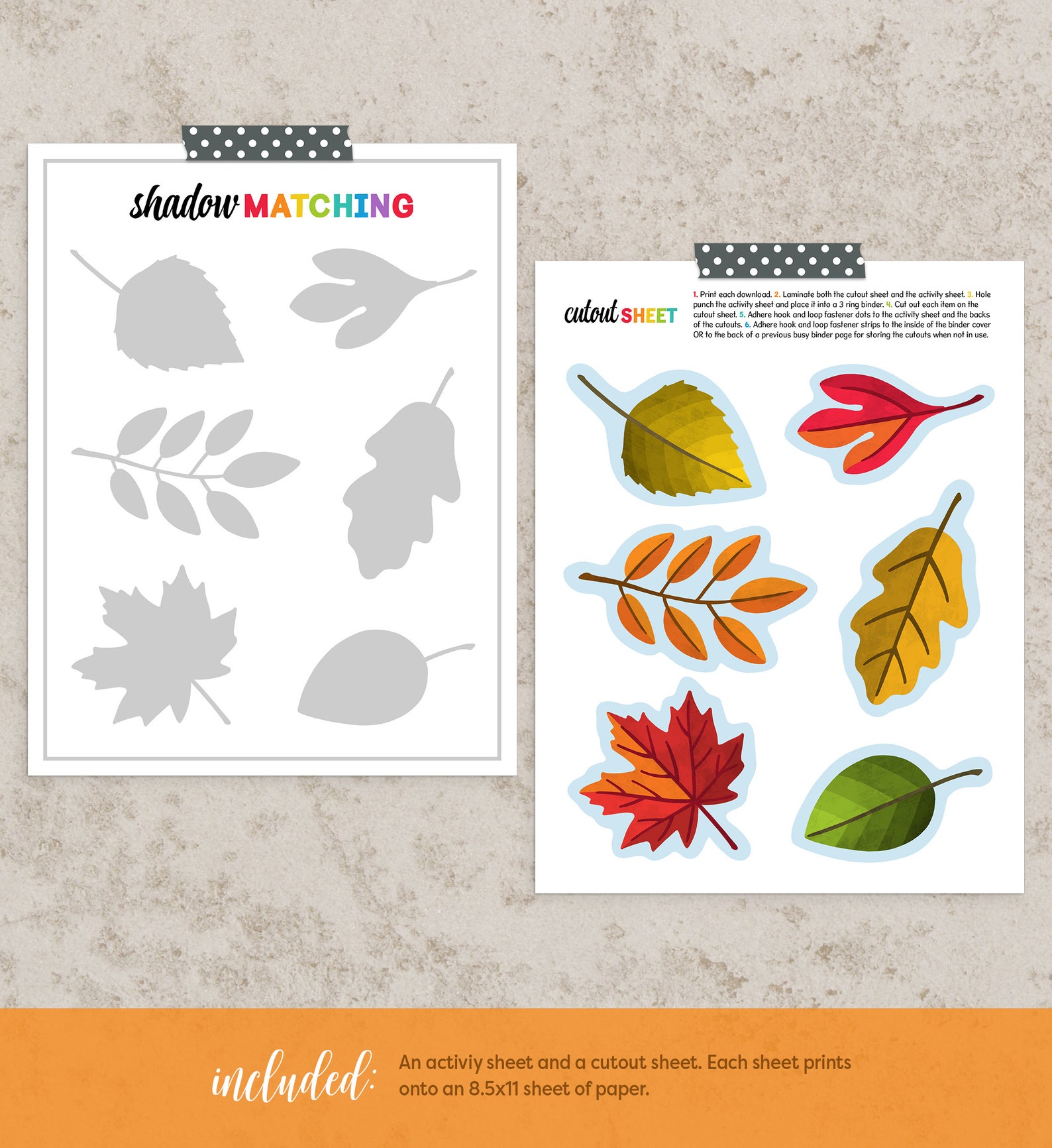 Preschool Fall Busy Binder Printable, Shadow Matching Activity, Busy ...