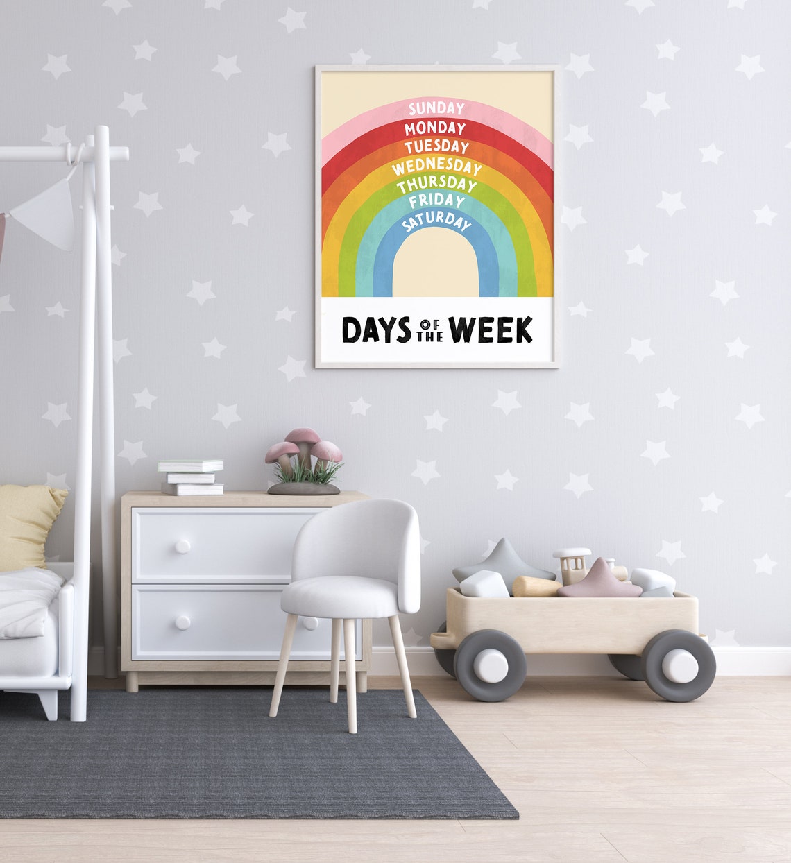 Rainbow Nursery Art, Homeschool Art, Days of the Week, Educational ...