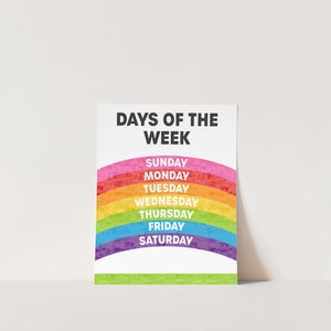 Rainbow Days of the Week Poster | Nursery Art | Children's Print ...