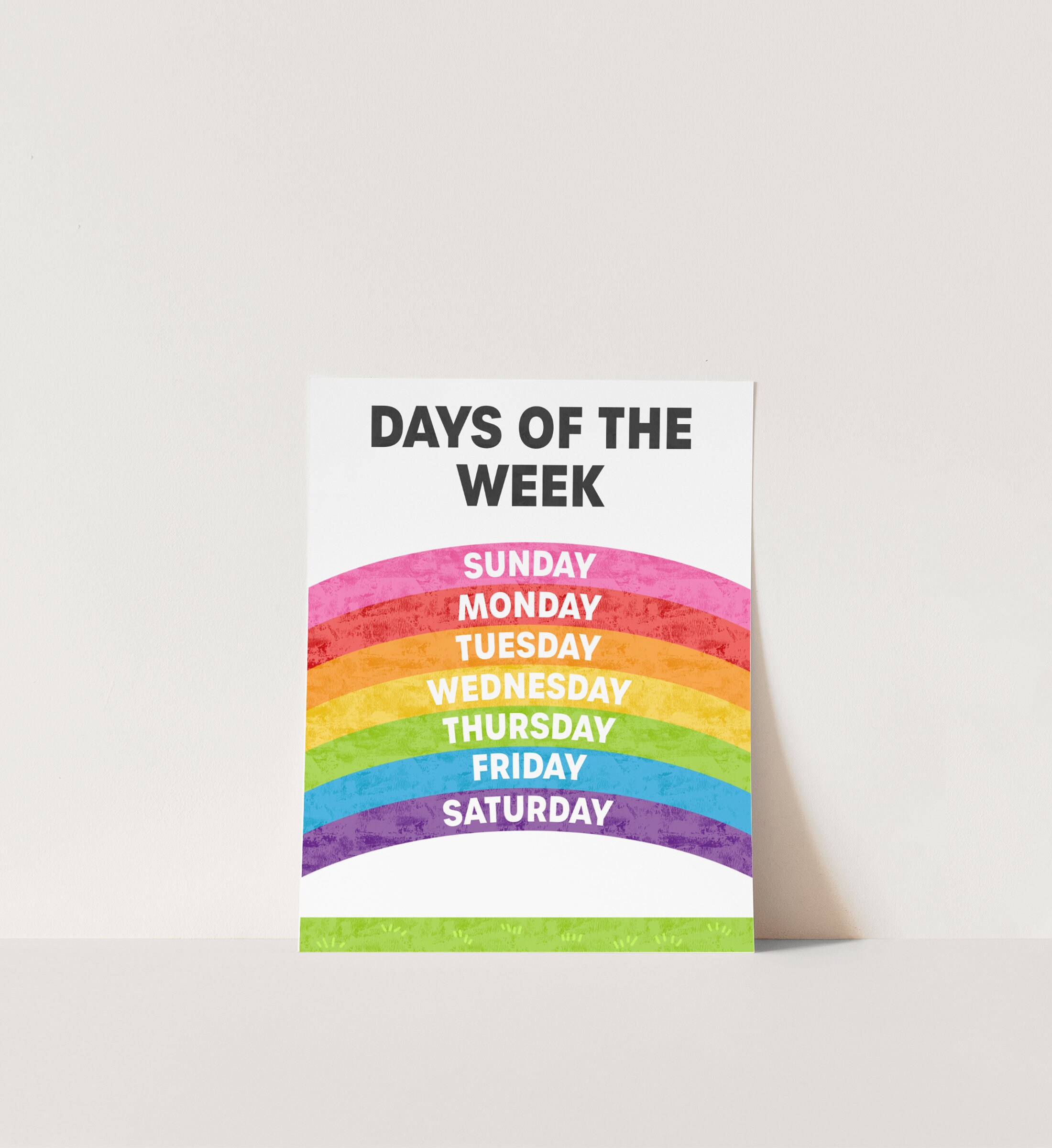 Rainbow Days of the Week Poster Nursery Art Children's | Etsy
