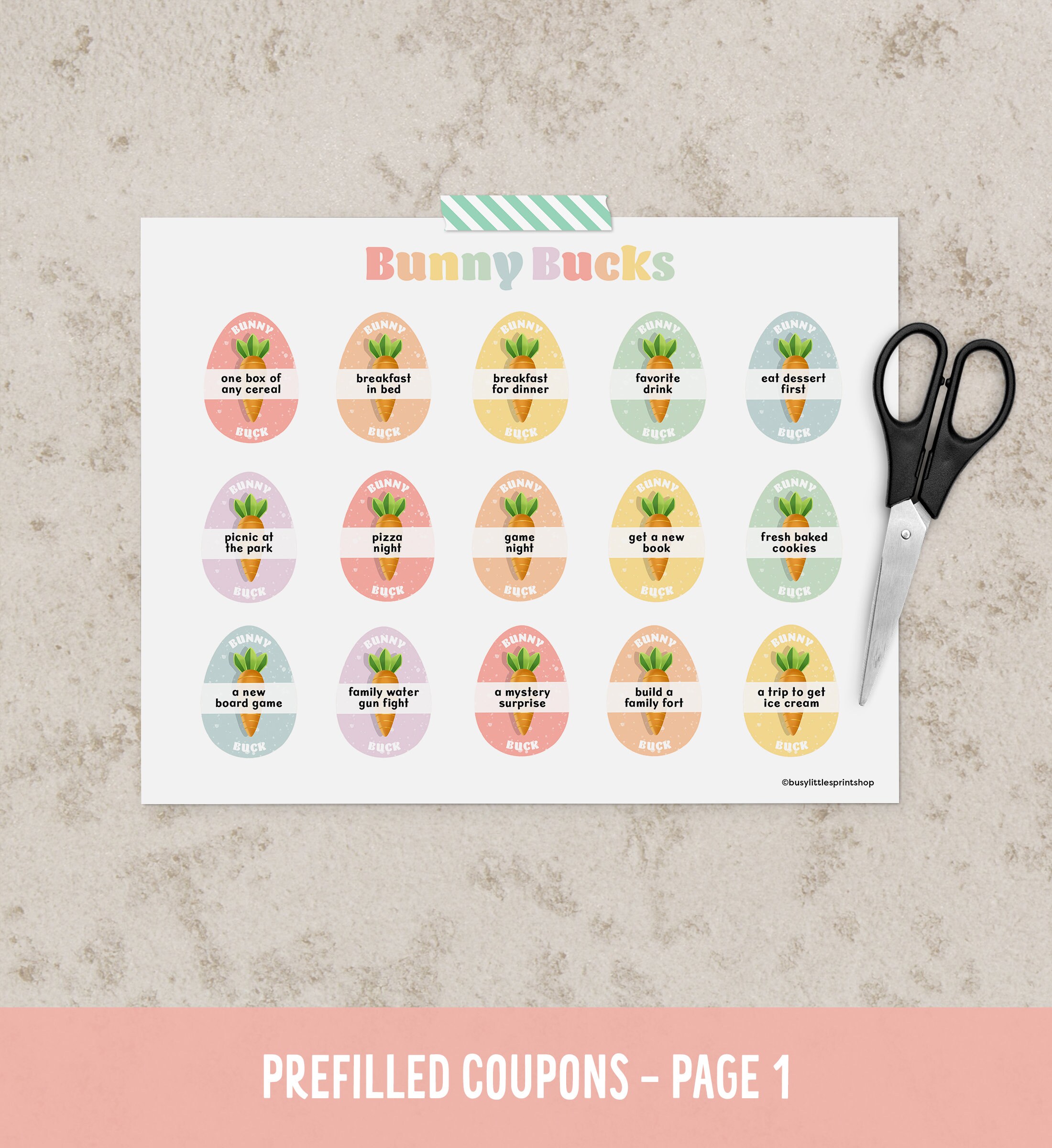 Printable Easter Egg Fillers Easter Coupons Bunny Bucks - Etsy