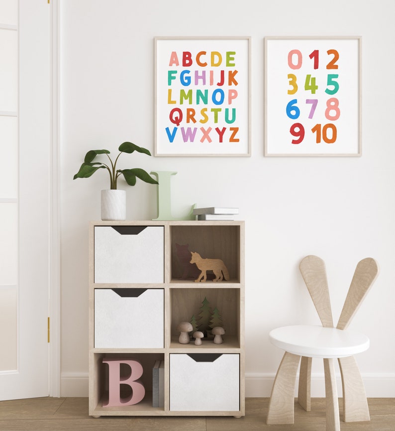 Rainbow Alphabet and Numbers Printable Nursery Art, Nursery Decor ...