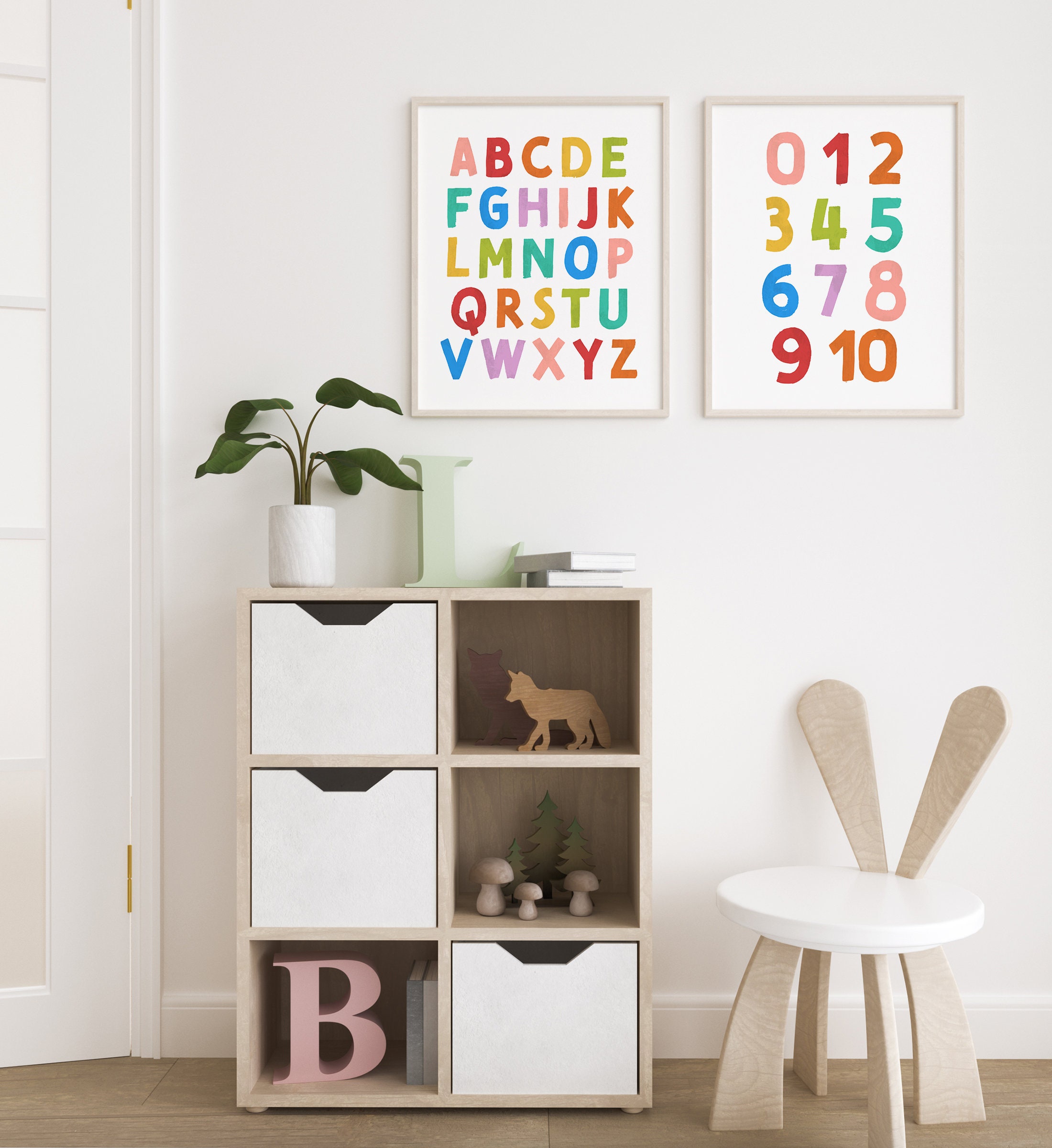 Rainbow Alphabet and Numbers Printable Nursery Art Nursery | Etsy
