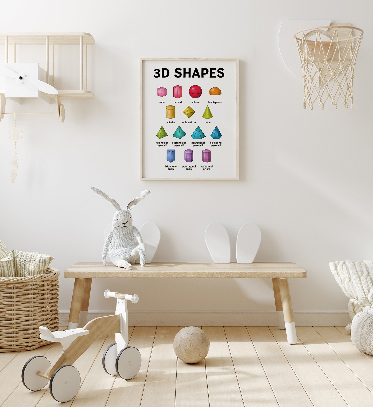 Rainbow 3D Shapes Printable Poster Learning 3D Shapes - Etsy