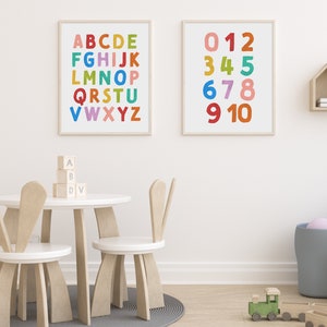 Rainbow Alphabet and Numbers Printable Nursery Art, Nursery Decor ...
