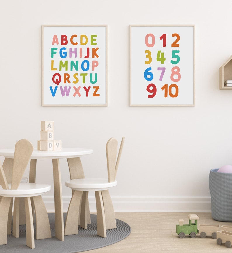 Rainbow Alphabet and Numbers Printable Nursery Art, Nursery Decor ...